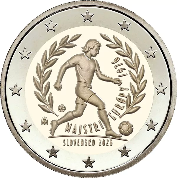 2 Euro Slowakei 2026 Sieg Fußball-Europameisterschaft 1976 Stgl ...
